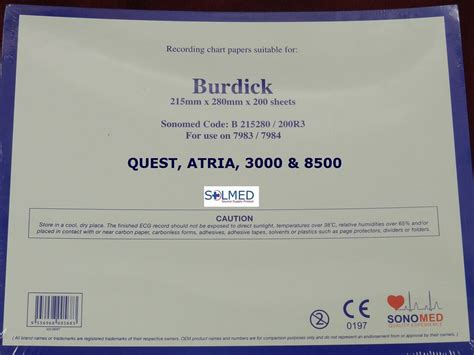 Burdick Ecg Recording Paper Thermal Fan Fold 215mm Premium Grade Burdi