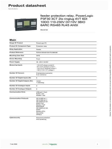 Schneider Electric Powerlogic P3 Protection Relays Rel52128 Pdf Ac
