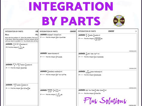 Integration By Parts Circuit 11 Problems Full Solutions Included Teaching Resources