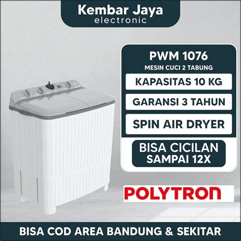 Jual Mesin Cuci Polytron Pwm 1076 B Pwm 1082 B 10kg 2 Tabung Shopee
