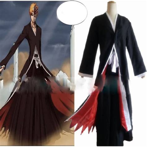 Anime Bleach Cosplay Ichigo Kurosaki Bankai Costume Coatpant Fashion