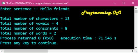 Program In C And C To Print How Many Vowels Consonants And Words Are