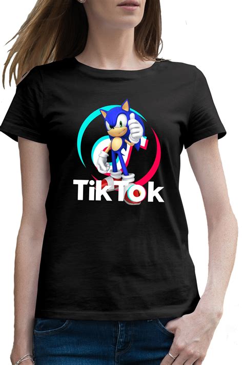 Дамска тениска Sonic The Hedgehog Tiktok Tik Tok Creator Play Черен