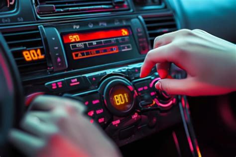 Tuning The Stereo Closeup Shot Of A Driver Tuning A Car Radio Premium Ai Generated Image