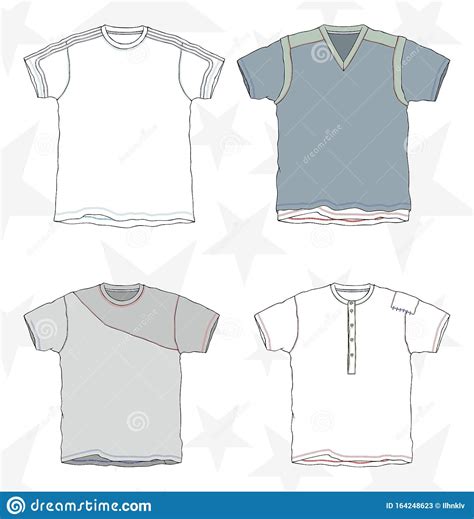 T Shirt Mockup Clothing Textile Template Set Vector Stock Vector