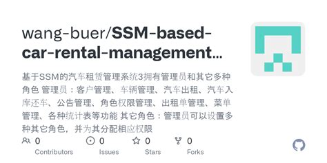 Github Wang Buer Ssm Based Car Rental Management System Ssm