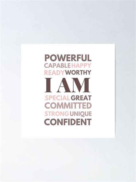 I Am Affirmation Quotes In Shades Of Pink Poster For Sale By