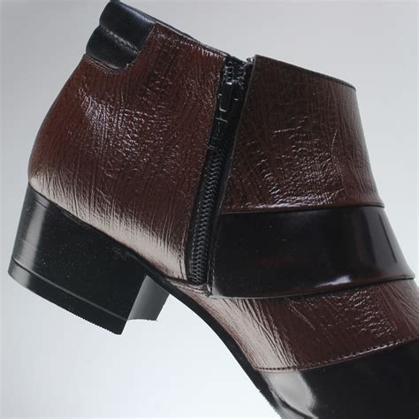 Mens Chic Two Tone High Heel Ankle Boots