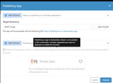 Publishing To Backendless Viewer Backendless Viewer Backendless Support