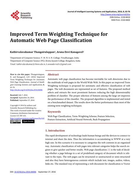 Pdf Improved Term Weighting Technique For Automatic Web Page