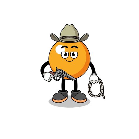 Mascota Del Personaje De La Pelota De Ping Pong Como Un Vaquero