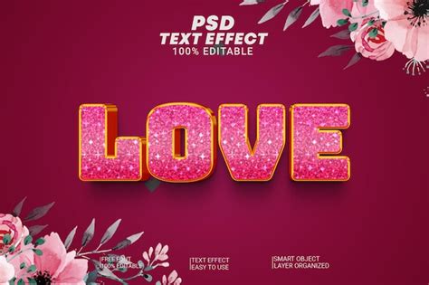 Premium PSD Psd Editable Text Effect Love Premium