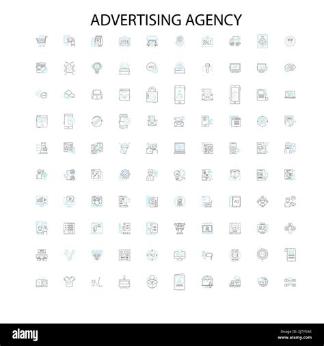 Advertising Agency Concept Icons Signs Outline Symbols Concept