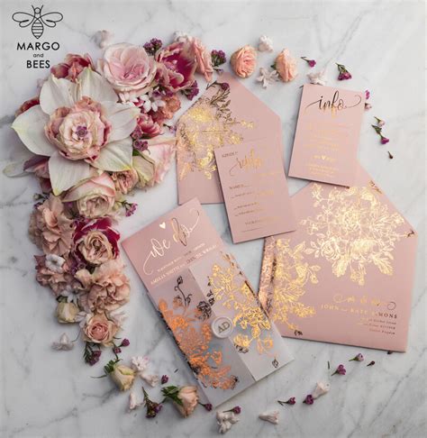 Exquisite Luxury Vellum Gold Foil Wedding Invitations For A Glamorous