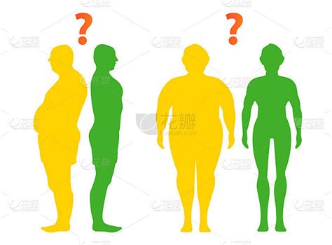 减肥的概念。饮食和健身前后。身体有不同的重量。健康的生活方式。