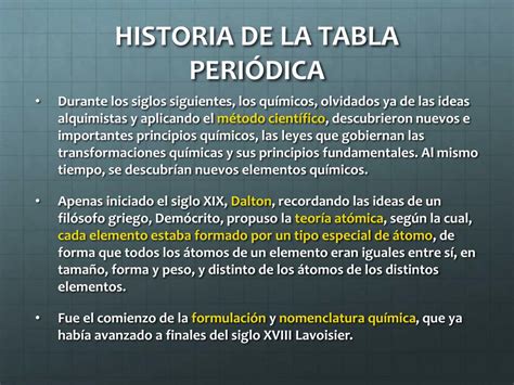 Historia De La Tabla Periodica Resumen