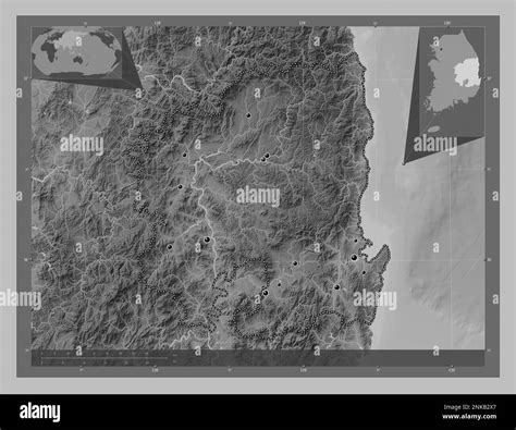 Gyeongsangbuk Do Province Of South Korea Grayscale Elevation Map With