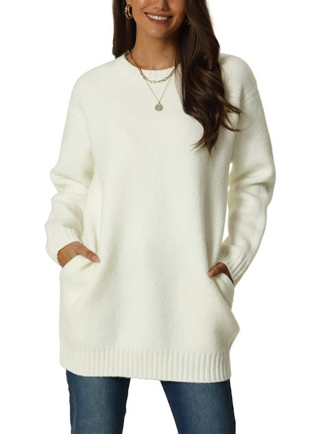 Seta T Womens Round Neck Pullover Long Sleeve Casual Sweater With