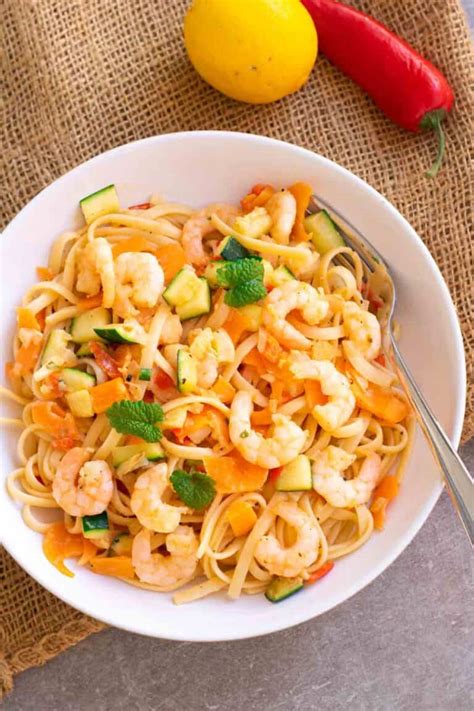 Healthy Chilli Prawn Linguine Recipe Tastefully Vikkie