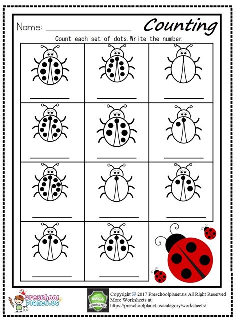 Counting Ladybug Worksheet Preschoolplanet Worksheets Library