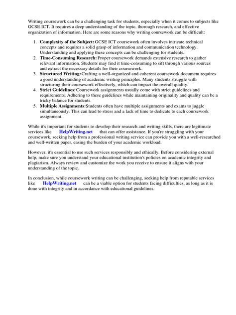 Gcse Ict Coursework Examples Pdf Educational Technology