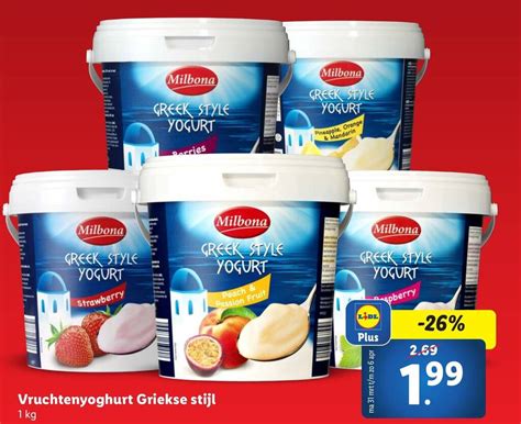 Vruchtenyoghurt Griekse Stijl 1 Kg Aanbieding Bij Lidl