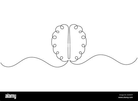 Human Brain Continuous One Line Drawing And Minimalist Style Isolate Outline Vector Illustration