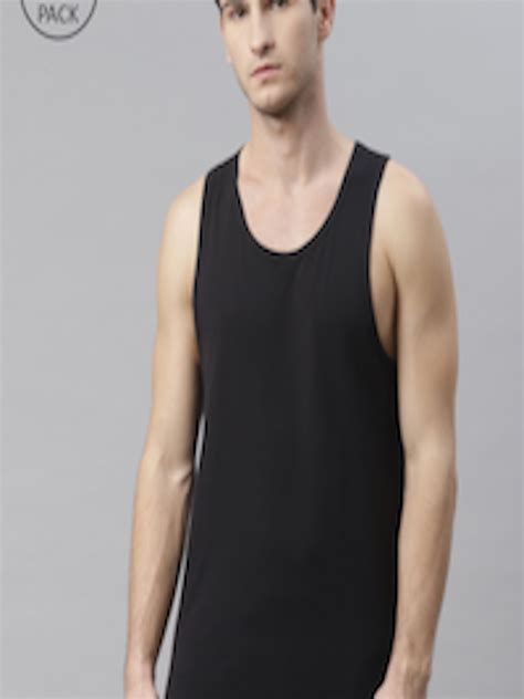 Buy Marks And Spencer Men Pack Of 3 Black Solid Innerwear Vest