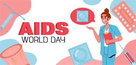 에이즈 세계 기념일 포스터 알약과 주사기 근처에 의료 유니폼을 입은 여자 진단 및 치료 국제 인식의 공휴일 12월 1일 건강 관리 및 의학 평면 벡터 일러스트 레이 션 12