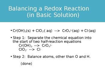 BALANCING REDOX REACTIONS Half Reactions Ppt Grade 12 Chemistry Power