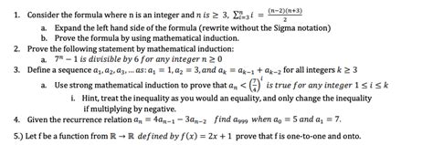 Solved Consider The Formula Where N Is An Integer And N Chegg Com