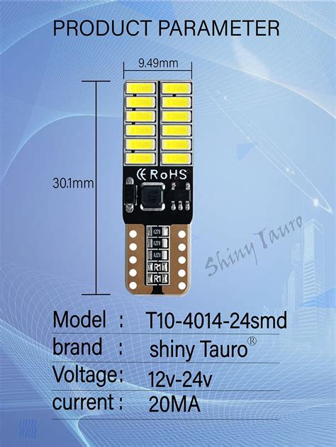 Ampoule De Voiture T10 Led Canbus 24smd 4014 1 Pièce Avec Large