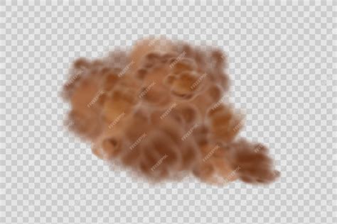 汚れたばこの煙スモッグの土と砂の粒子と塵雲透明な背景に分離された現実的なベクトル コンセプト ハウス クリーニング大気汚染大爆発