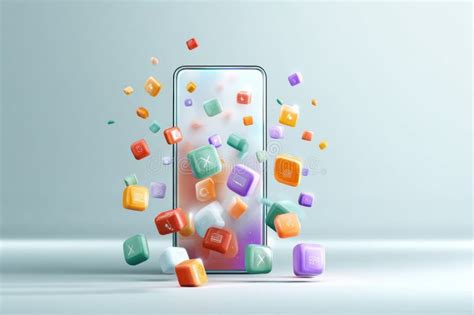 Stylized Smartphone Surrounded By Vibrant Icons And Notifications Exploding In A Colorful