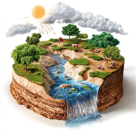 A Visual Representation Of The Water Cycle Disrupted By Drought Showing