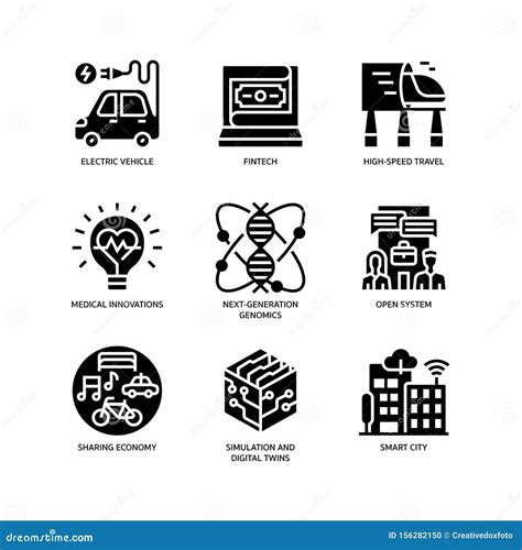 Technologies Disruption Icon Set Stock Vector Illustration Of Digital Technologies 156282150