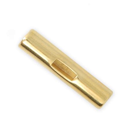 Fermoir cylindre T 25 mm pour lacet 3 mm Doré à l or fin x1 Perles Co