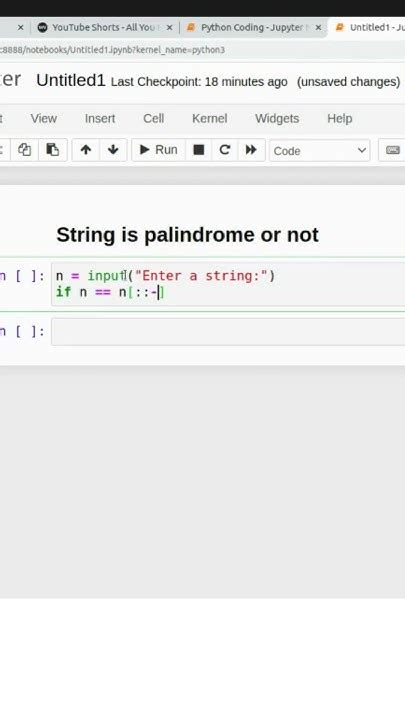 Python Program To Check Whether A String Is Palindrome Or Not Shorts
