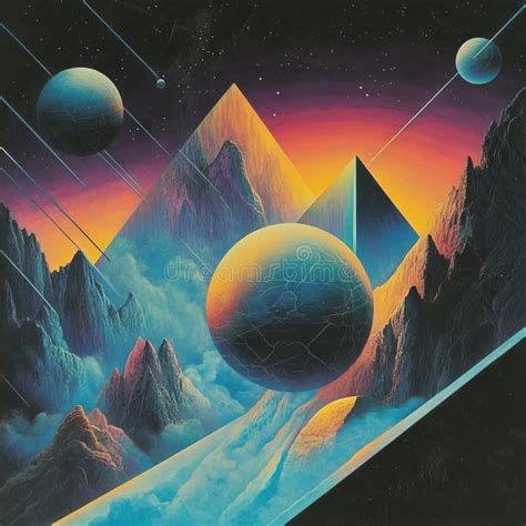 Design With Abstract Colorful Geometric Shapes And Spheres Stock Image Image Of Line Pink