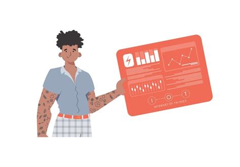 Premium Vector A Man Holds A Panel With Analyzers And Indicators In