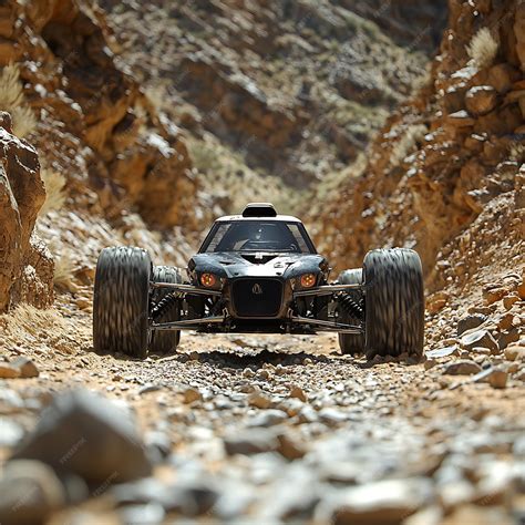 Lowangle Wide Shot Beneath Dune Buggy Chassis Capturing Suspension Flexing Over Rock Power