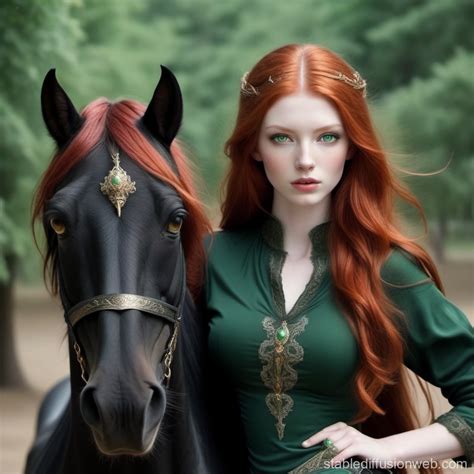 Medieval Princess On Black Steed Stable Diffusion Online
