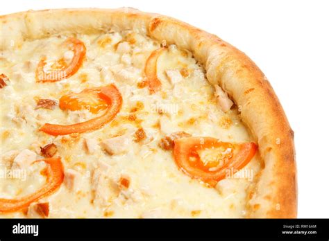 Delicious Classic Italian Pizza With Chicken Tomatoes And Cheese