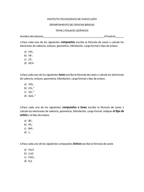 Actividad 1 Enlaces Químicos Pdf Tecnología E Ingeniería