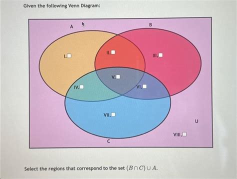 Given The Following Venn Diagram A Iv 4 Ii V