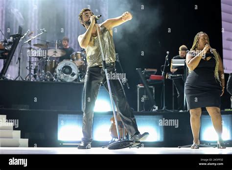 October 7 2022 ASSAGO Italy Marco Mengoni Performs Live On Stage During Mengoni Live 2022 At