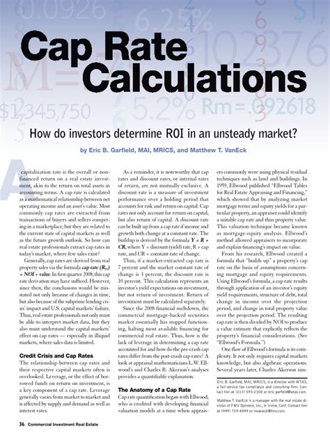 Real Estate Cap Rate Calculations Pdf Mortgages Interest