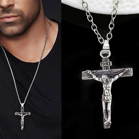 Men Women Christian Jesus Cross Necklace With Chai Grandado
