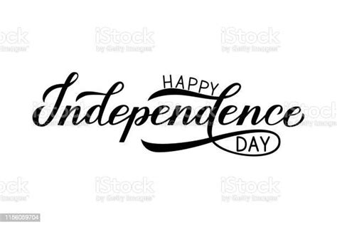 흰색에 고립 된 해피 독립 기념일 서예 손 문자 7 월 4 일 축하 포스터 벡터 일러스트레이션 디자인 인사말 카드 배너 전단지 등을위한 템플릿을 편집하기 쉽습니다 7월 4