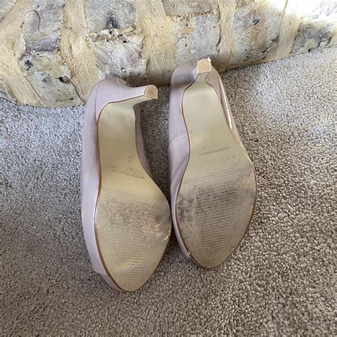 Nude Peep Toe Platform Patent Heels Wide Fit Depop